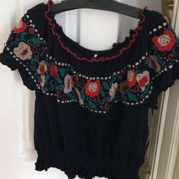 Free People | Tops | Exotic Rare Free People Needlepoint Gypsy Blouse ...